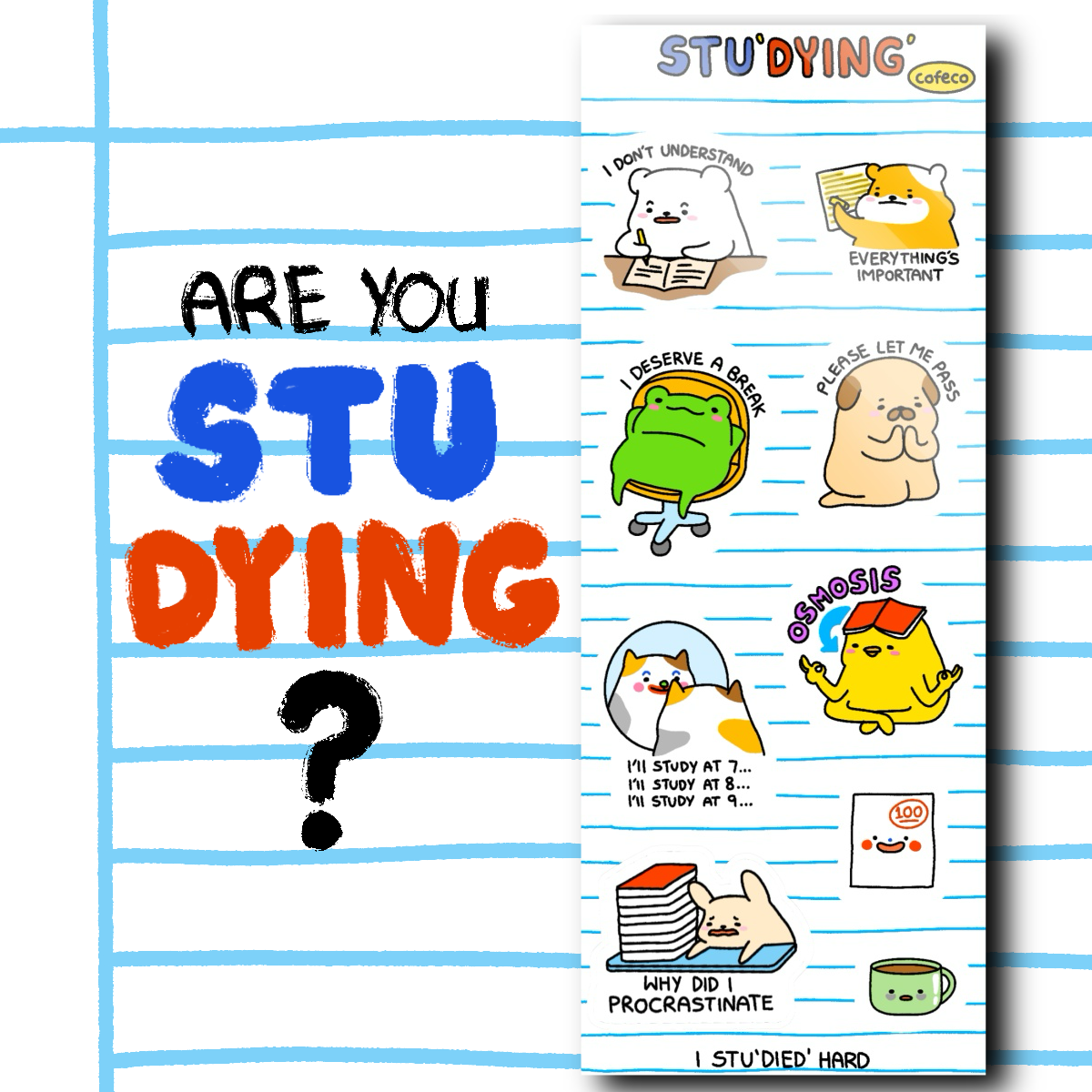 Stu”dying” Sticker Sheet – Cofeco